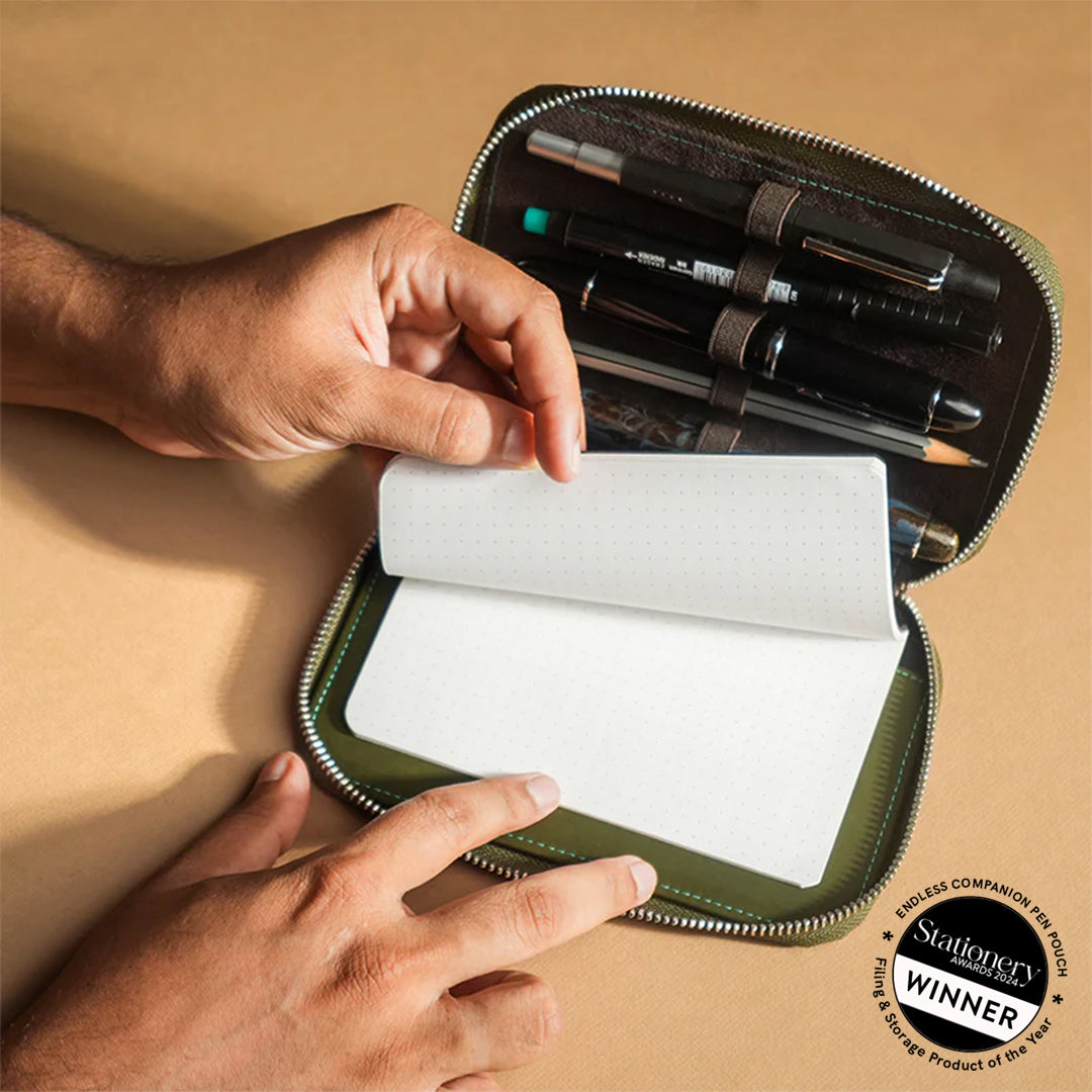 Endless Companion Leather Adjustable Pen Pouch - 5 Pens - Green ...