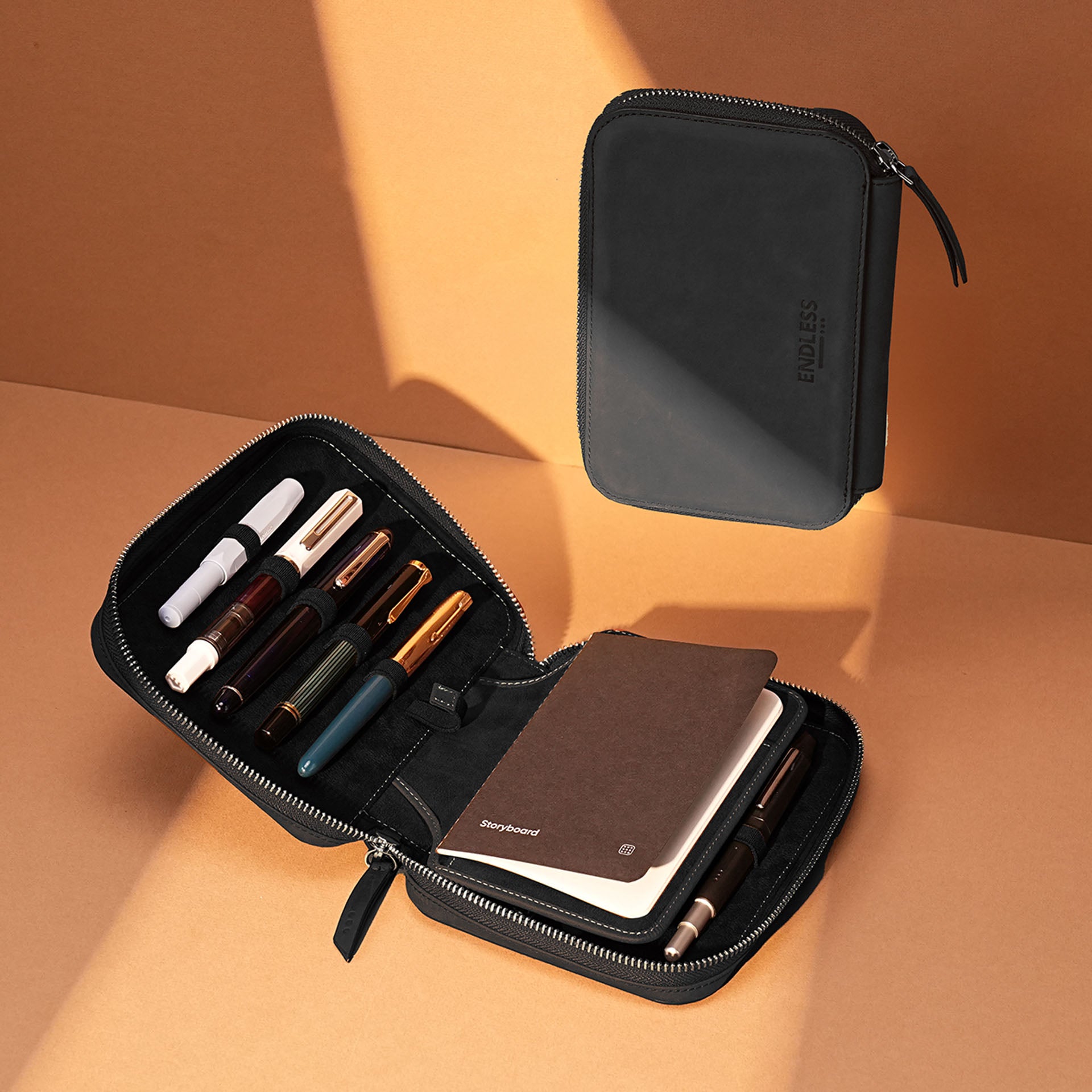 Endless Companion Leather Adjustable Pen Pouch - 10 Pens - Black ...